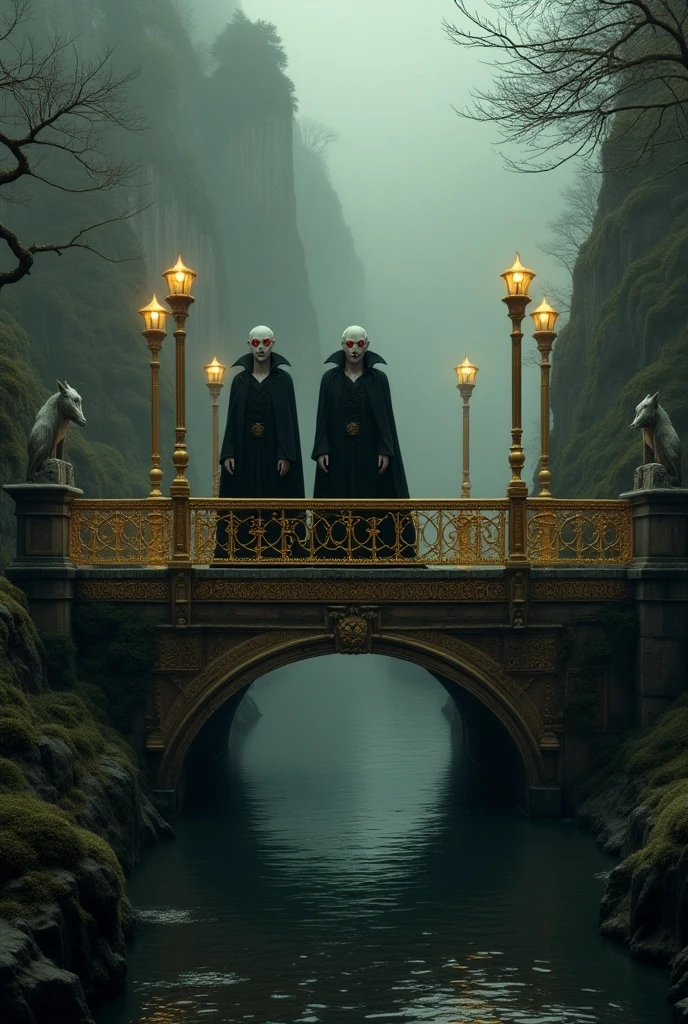 Bridge, golden features, vampires, royal - SeaArt AI