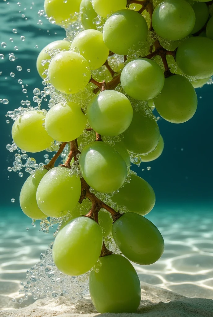 Imagine a dynamic close-up of a cascading cluster of grapes as they tumble into - SeaArt AI