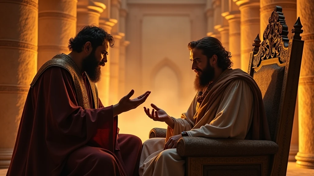 In 658 A.C., young Daniel sits beside Nebuchadnezzar, exuding wisdom as ...