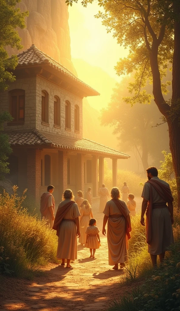 The house of Obed-Edom, illuminated by a heavenly light, prospers with ...