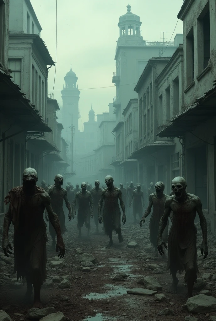 Landscape with horrible zombies - SeaArt AI