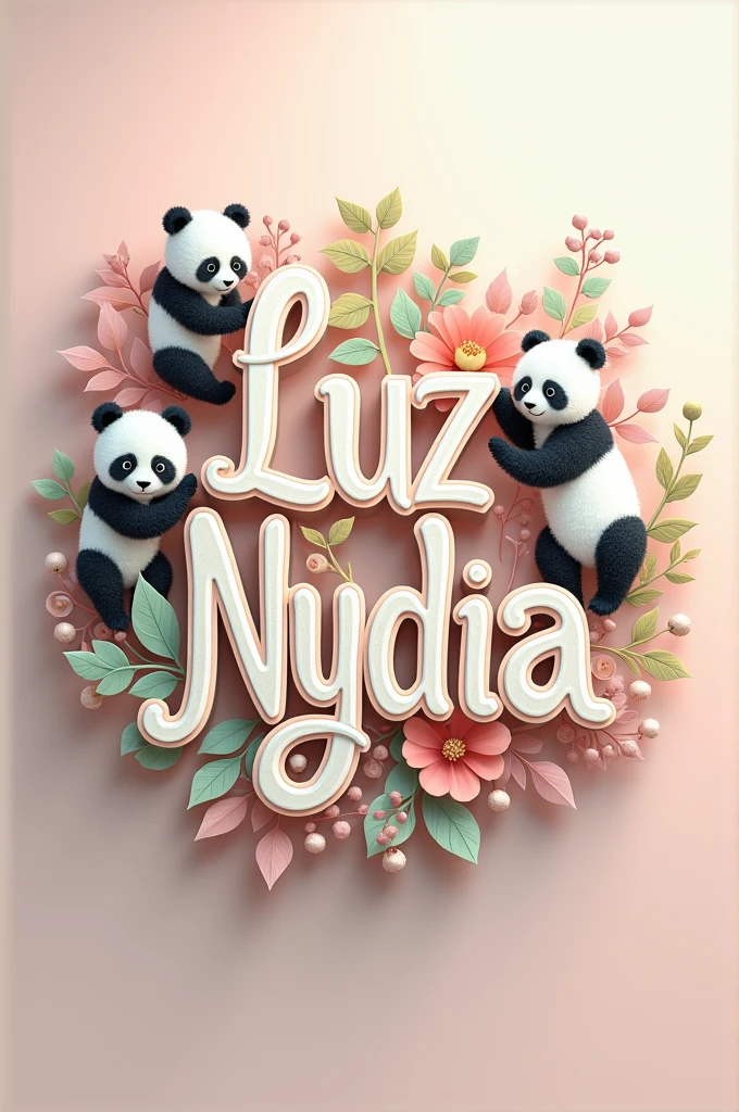 The name Luz Nydia decorated a decorative element are pandas - SeaArt AI