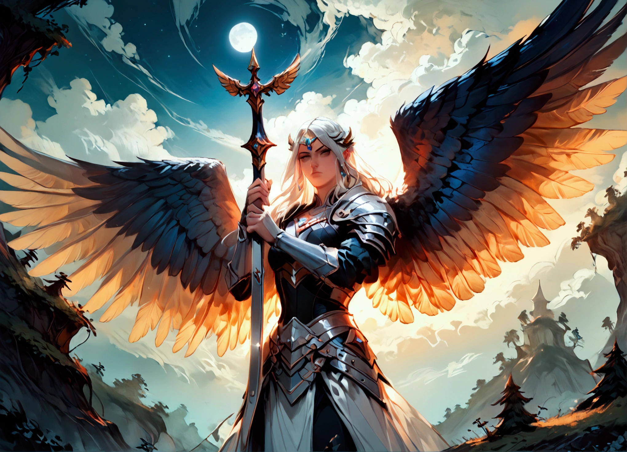 Score_9, score_8_up, score_7, an epic fantasy art portrait of aasimar ...