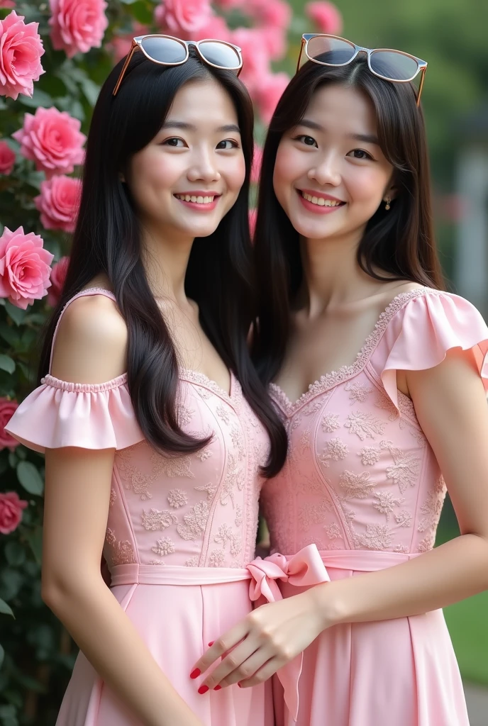 Two Young pakistan-korean woman fair straight princess hair skin ...
