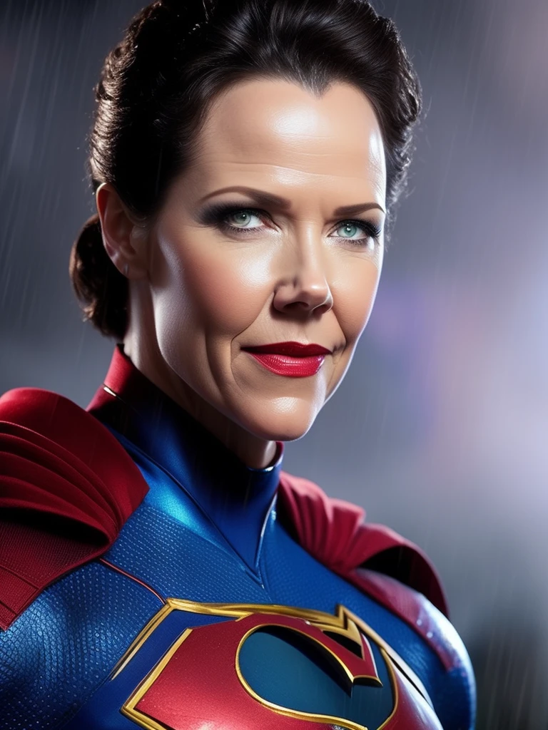 Linda Carter as Superman , award-winning photo of a man, blue and red ...