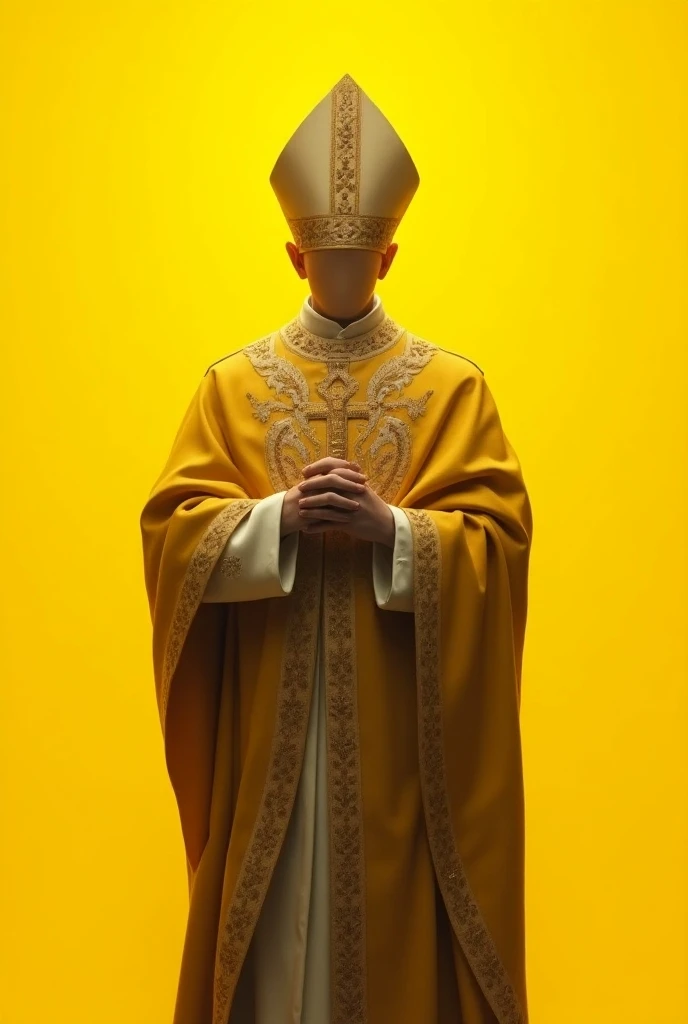 Faceless Catholic Pope with yellow background - SeaArt AI