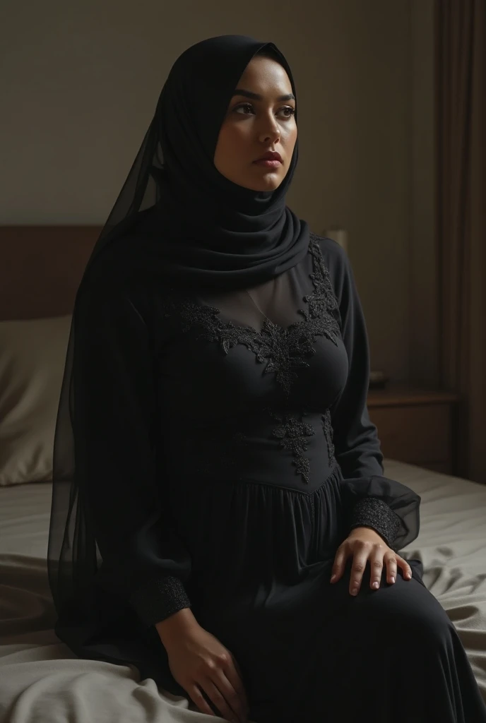 Big breast hijab in room - SeaArt AI