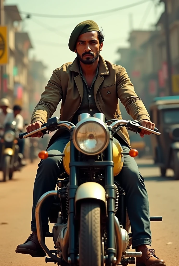 Bhagat singh on royal Enfield bike top class style - SeaArt AI