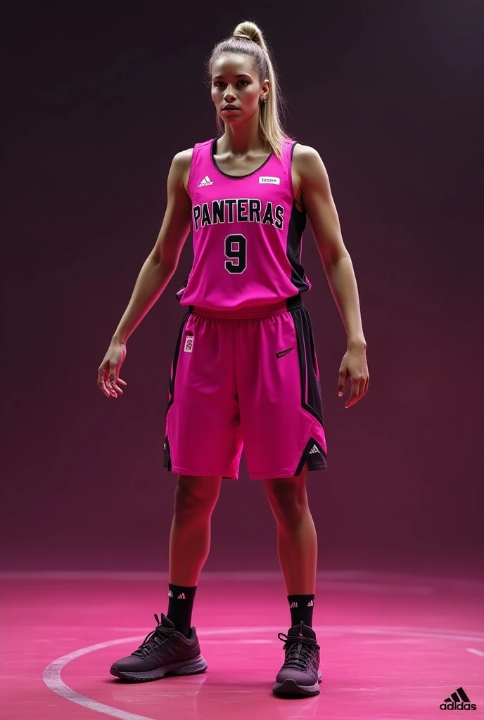 Women's basketball uniform in pink with black and the name PANTERAS ...