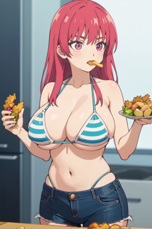 Saki Saki With Long Magenta Hair And Magenta Eyes With Huge Breast Wearing Her T - SeaArt AI