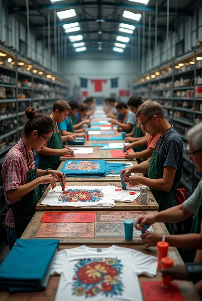 T-shirt Printing Factory - SeaArt AI