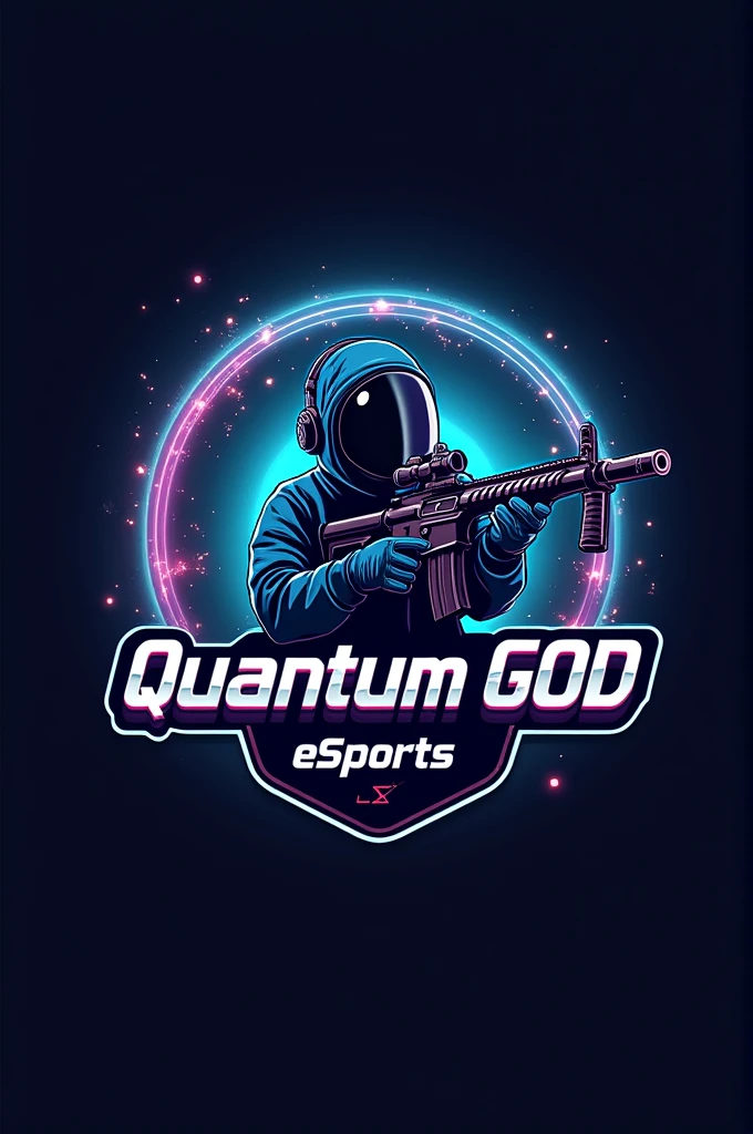 Imagine the logo as a central "QG" with quantum orbits rotating around ...