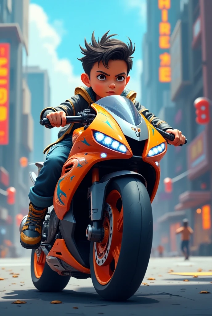 A boy drive a hero passion drum - SeaArt AI