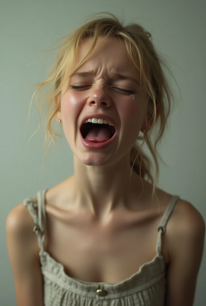 a girl, , Tears, out, Open mouth, blonde hair - SeaArt AI
