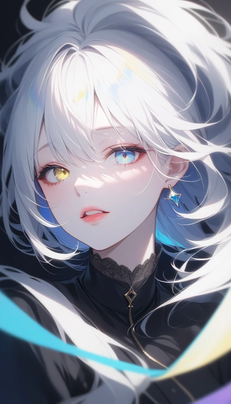 Dark,caustics,colorful,gorgeous light and shadow,full body, The girl ...