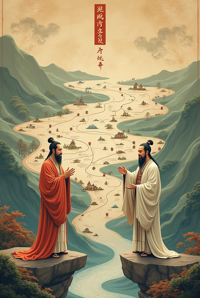 Confucius and Laozi conversation map - SeaArt AI