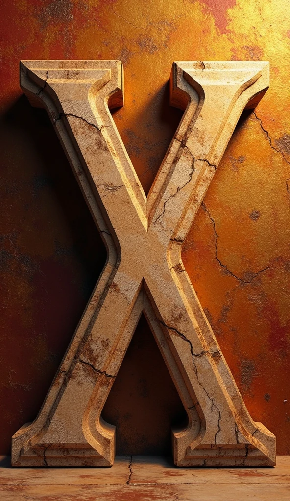 A striking 'X' Roman numeral carved in stone with a marble effect ...