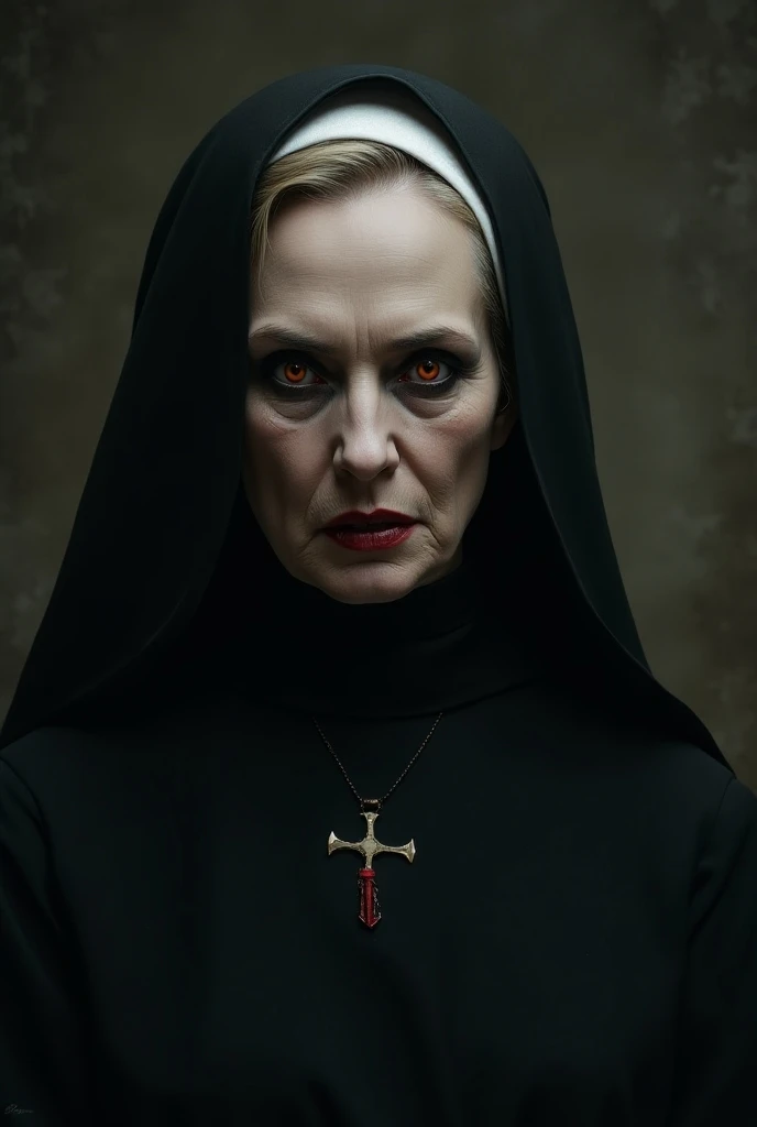 Dark portrait of a late medieval vampire nun Hillary Clinton with an ...