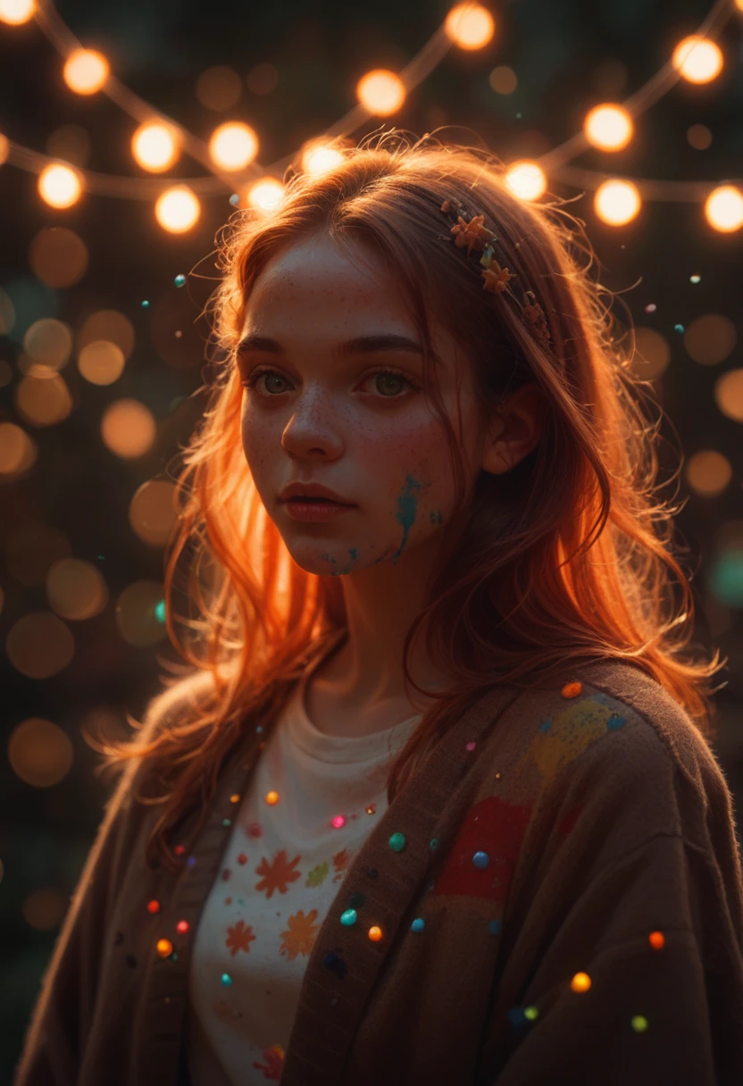 Woman with agnes cecile, glowing design, pastel colors, ink drops ...