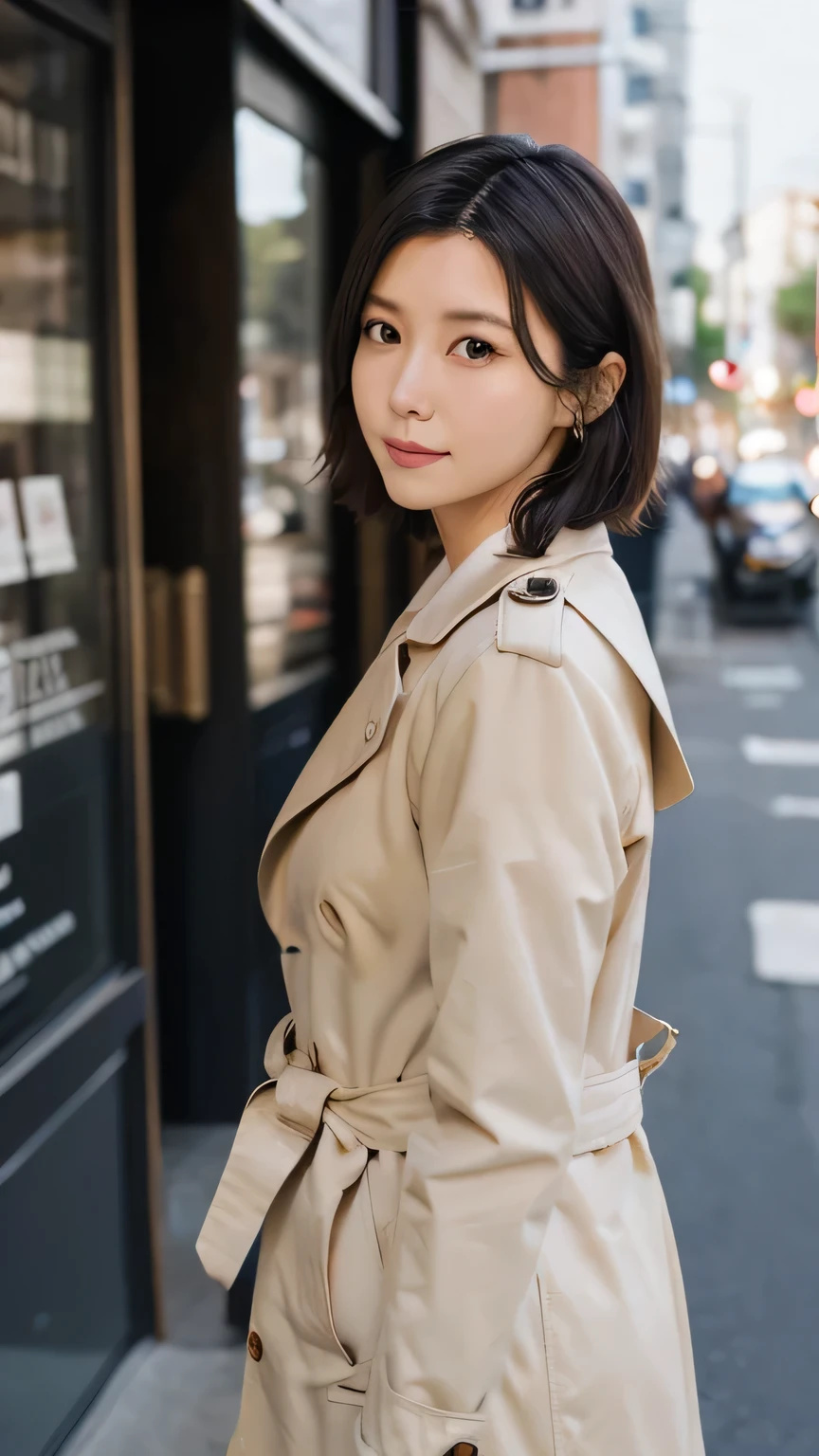Put hand in left pocket with trench coat - SeaArt AI