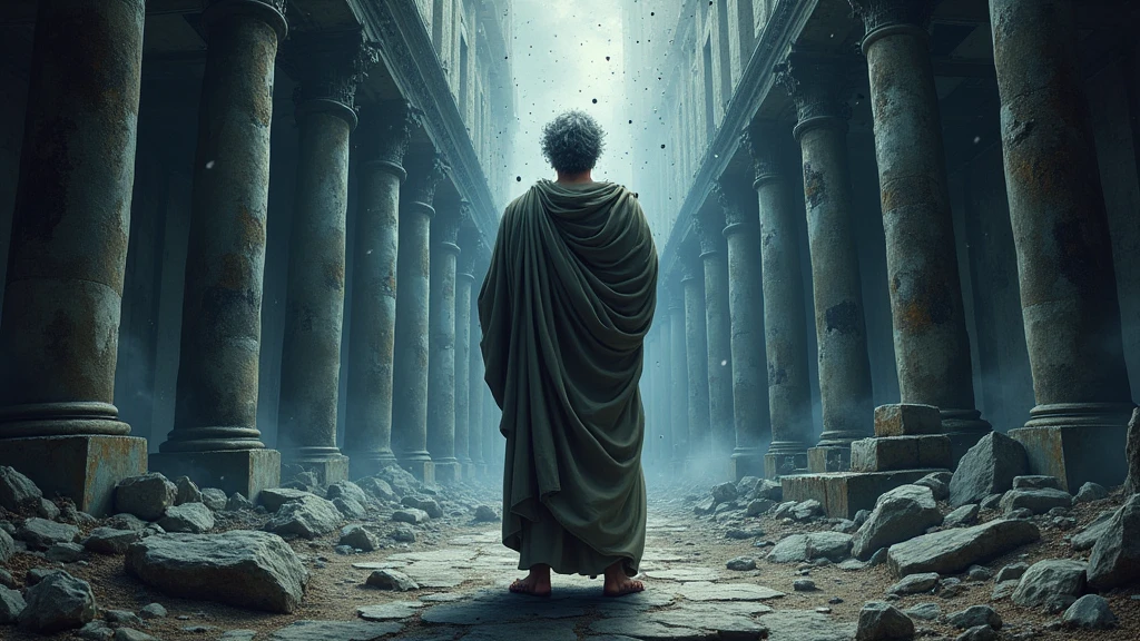 Hand-drawn illustration a stoic philosopher, embodying Greek Stoicism ...