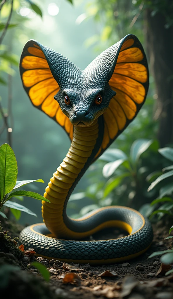 "Create an image of a hybrid snake with a unique twist. The snake ...
