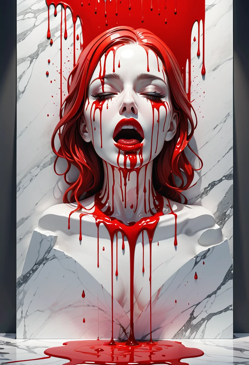 (night), ((sculpture)), blood from the eyes, blood dripping from the ...