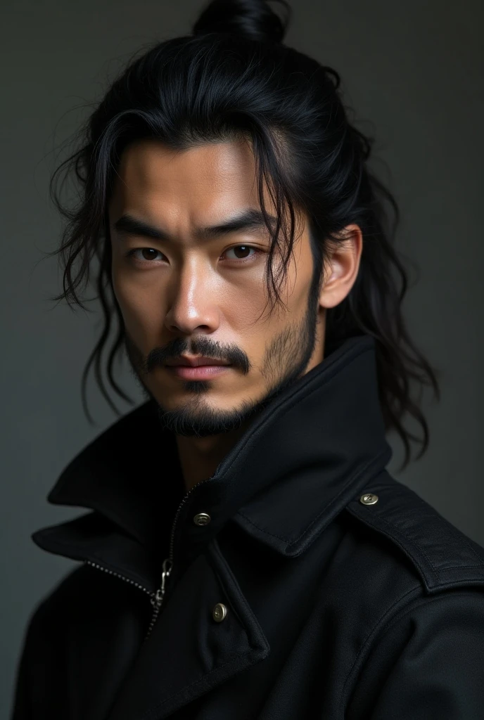 Portrait de Jun, un homme au visage marqué et intense. Il a des traits ...