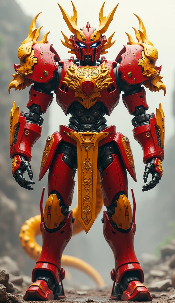 China - Design a powerful, imposing robot with a mix of red and yellow ...