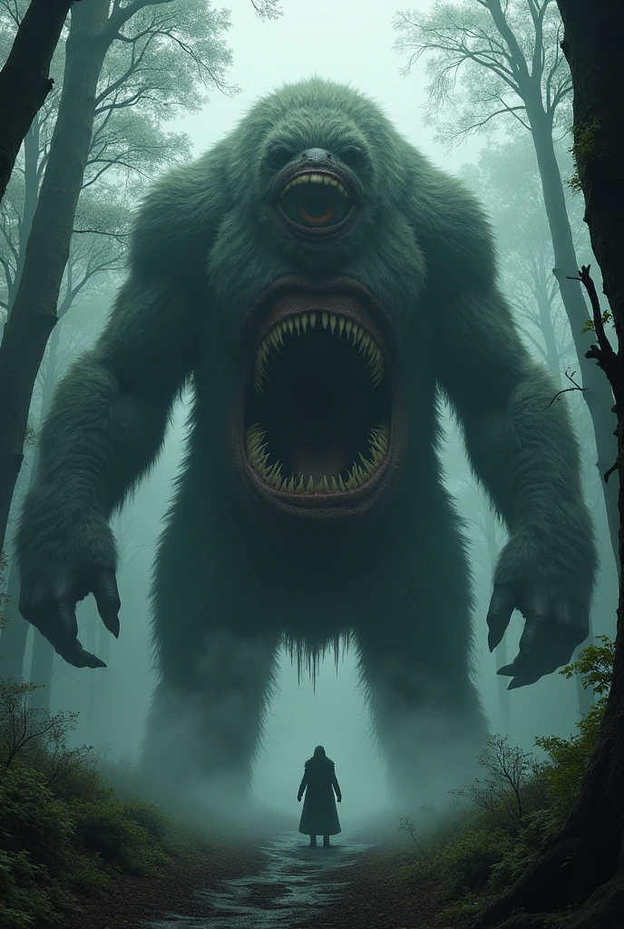 A giant furry monster with an eye in the middle of its forehead and a ...