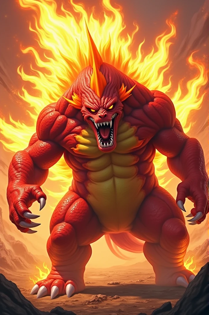 CRIE UM POKEMON,HE WOULD BE RED ,fire type, HE'S BREATHING FIRE - SeaArt AI