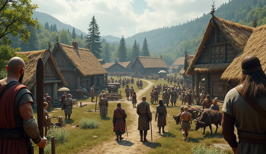 "A realistic image showing Viking society in the Middle Ages - SeaArt AI
