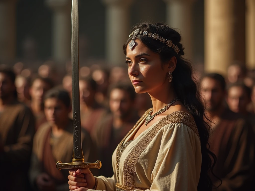 Ultra-realistic portrait of Queen Esther standing before the Jewish ...