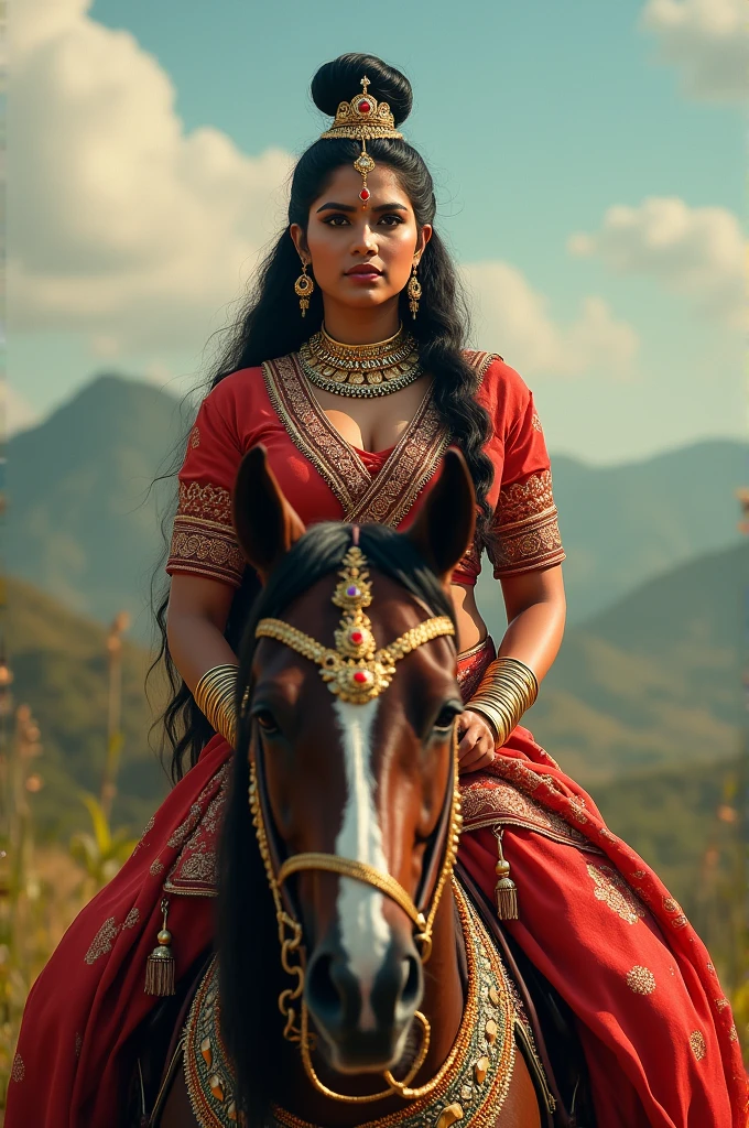 Nayanthara riding on a horse kind of rudrama devi style - SeaArt AI