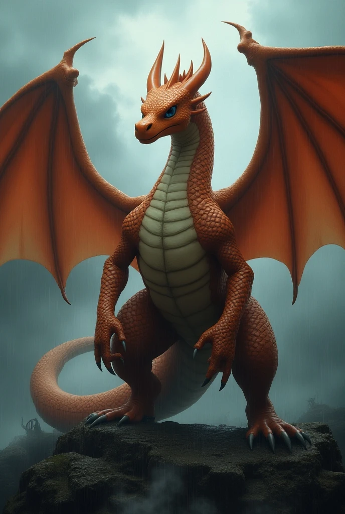 Create me a dark semi-realistic Pokémon dragonite - SeaArt AI