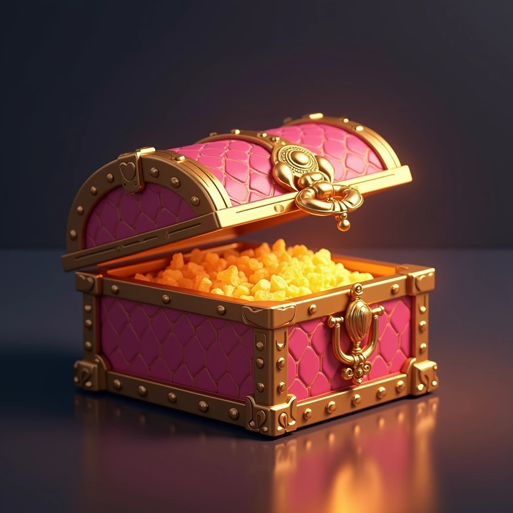 beautiful colored treasure chest , intricate design , glowing bright ...