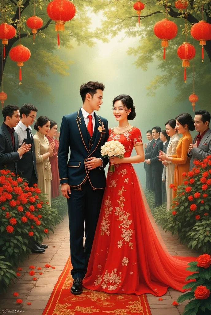 Painting Thanh Phuong and Van Duc getting married - SeaArt AI