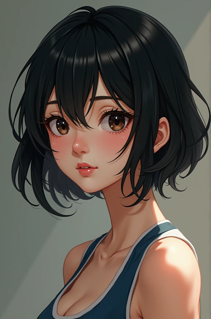 Create an image by given description - She's pale-skinned and has an ...