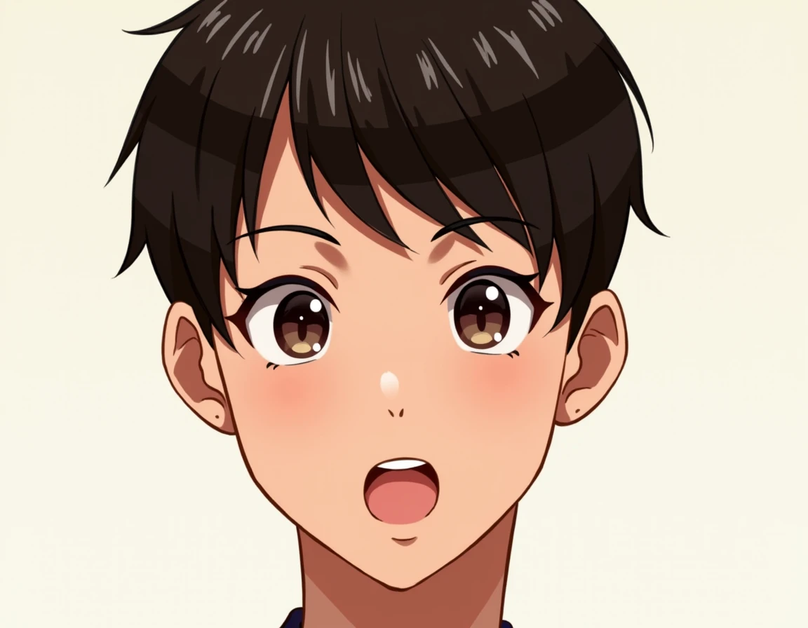 Create the same image of charecter reference but make it more open eyed ...