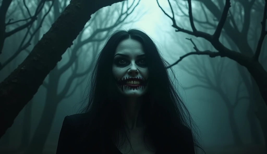 A woman like, soft glow appeared through the trees, wearing white gowns - SeaArt AI