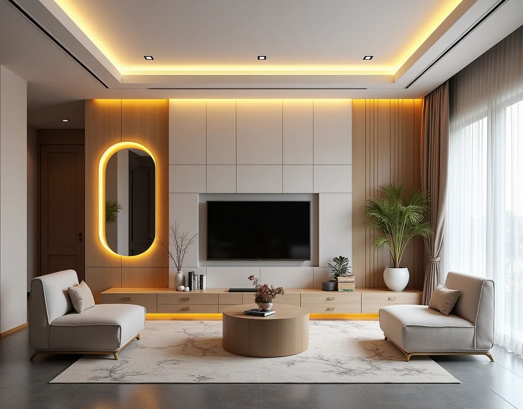 Interior design for the living room in an Indochine architectural style ...