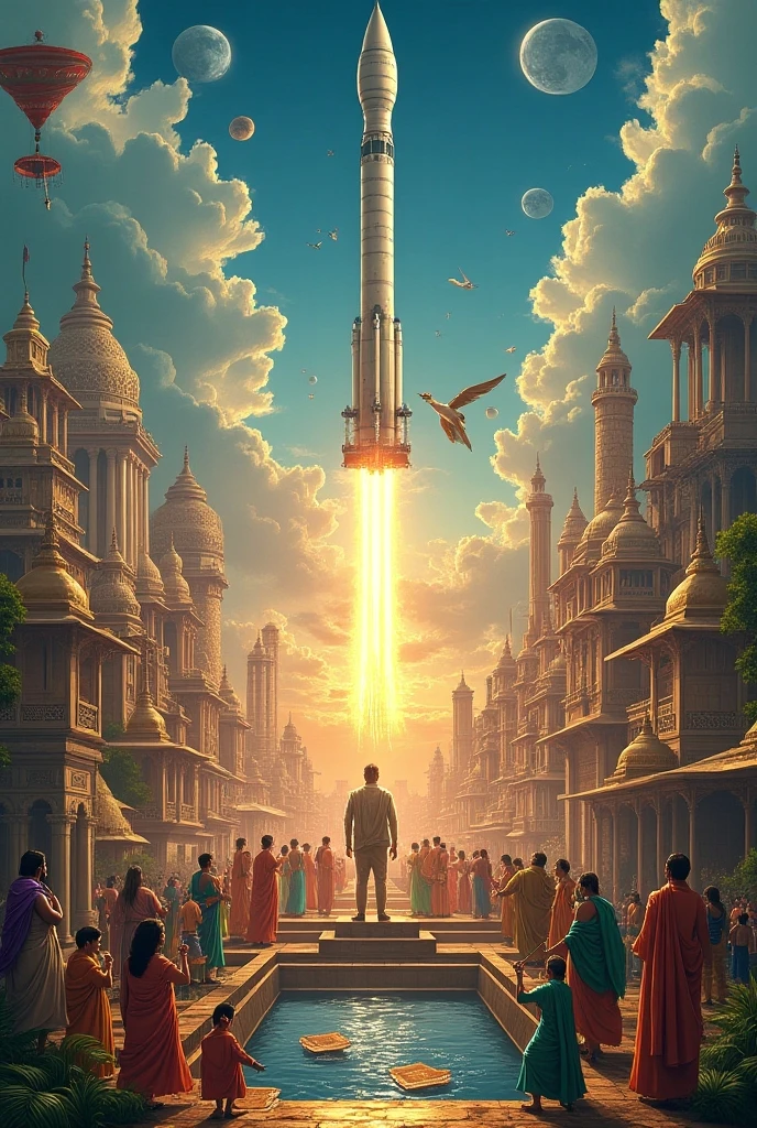 A tableau showing heritage, ISRO works, infrastructural developments of India - SeaArt AI