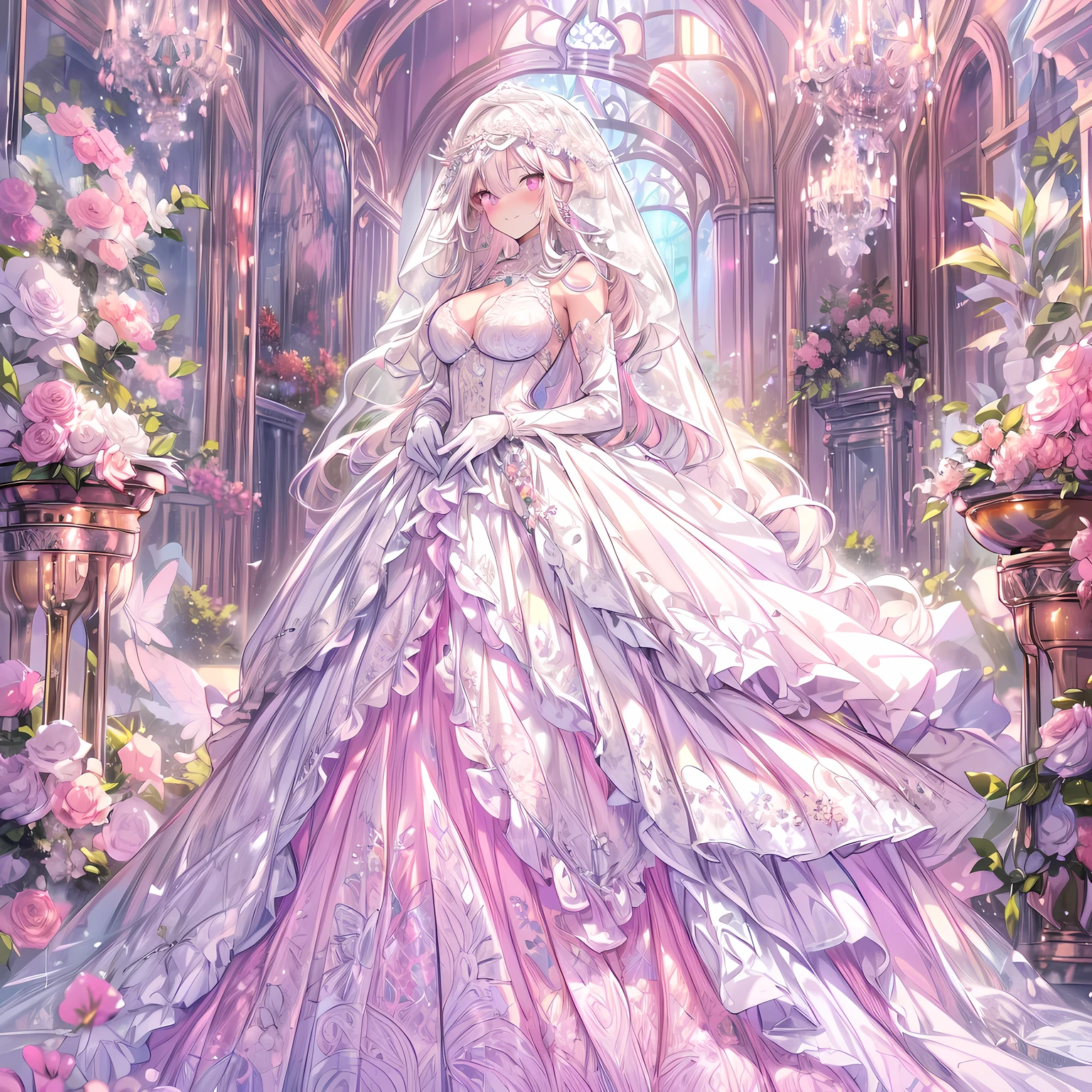 Medium-long shot, full-dress shot, full-body illustration, candid ...