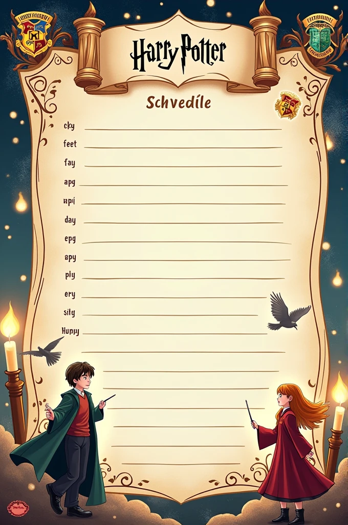Create a Harry Potter-themed agenda sheet - SeaArt AI