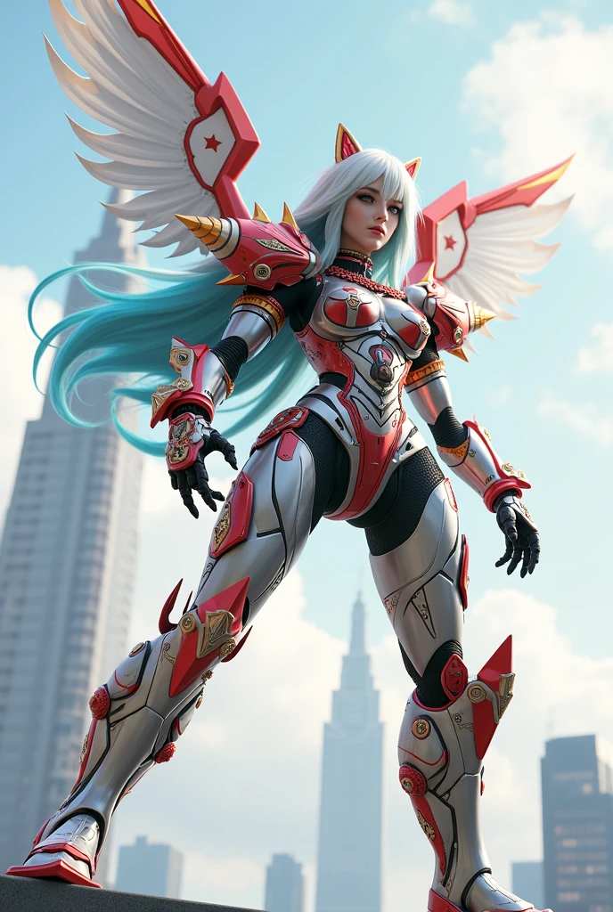 Create a Chinese-Japanese female robot killer image, a muscular body ...