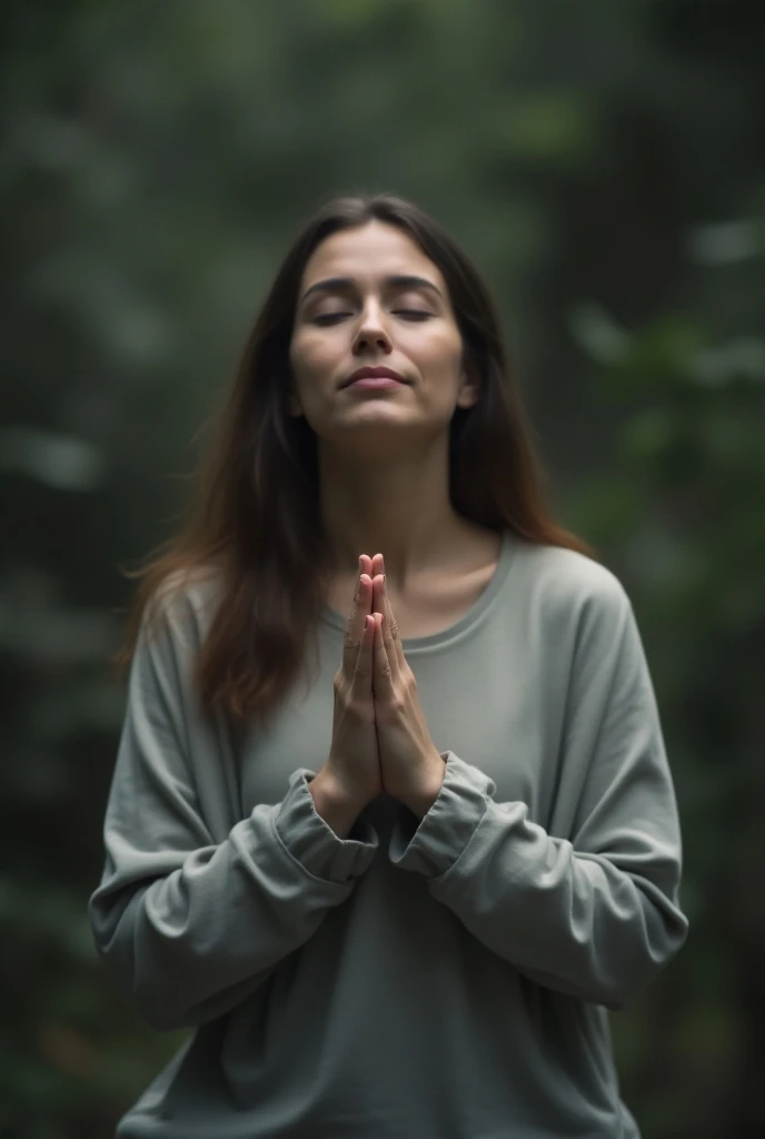 Photo of a person praying, with expressions of peace and surrender ...