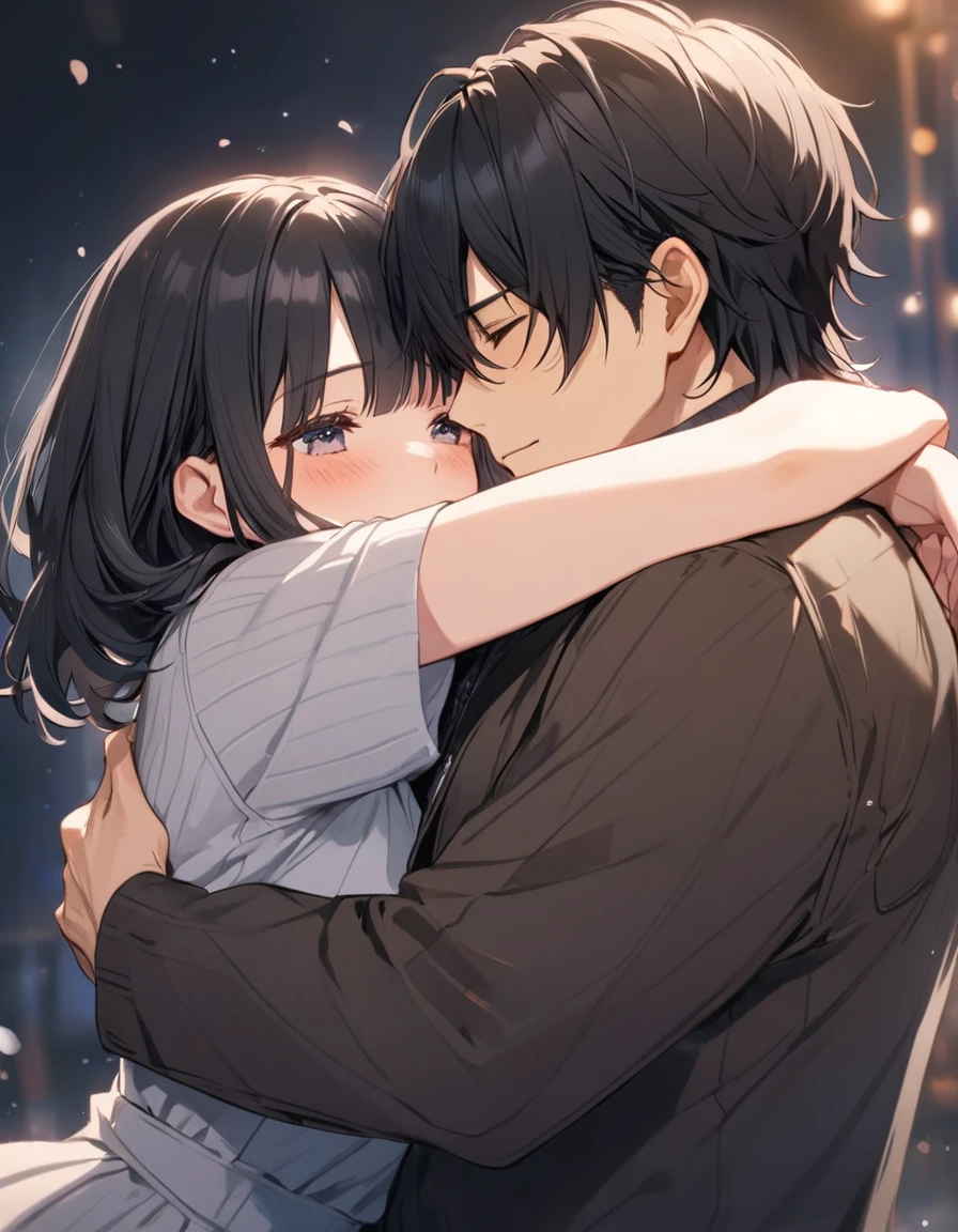 Black Hair、Melodious girlfriend 、 hugging man、Hugs、Adult woman and man - SeaArt AI
