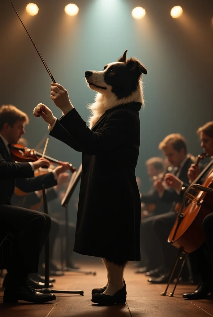 REAL DOGS 。 the border collie dog wearing the costume of the orchestra ...