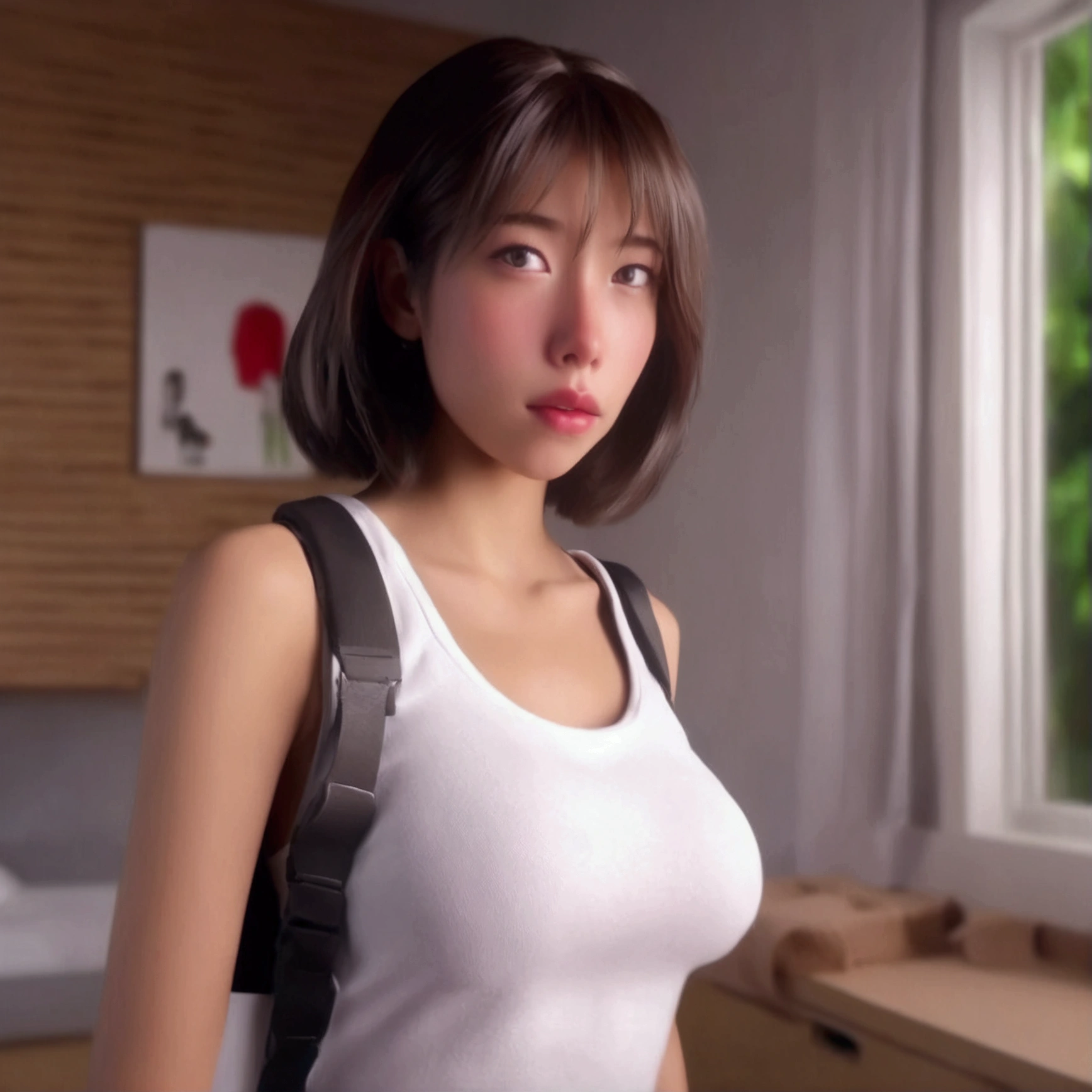 A cute young woman, extremely detailed eyes and face, long eyelashes ...