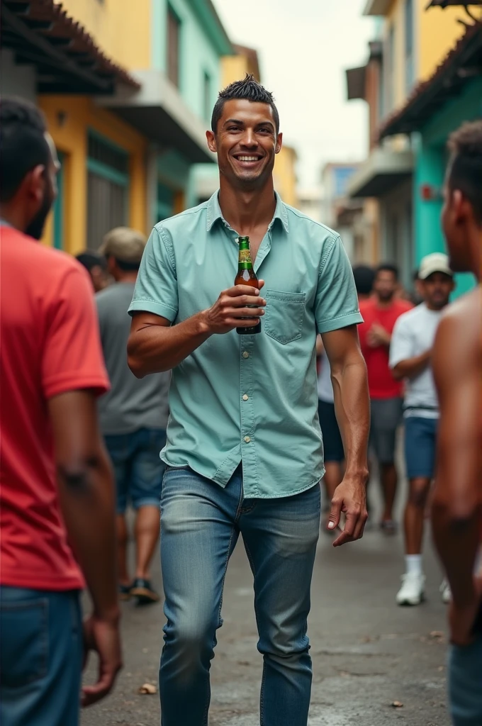 Hyper realistic photo of Cristiano Ronaldo in the favela street full of ...